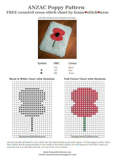 Sharing is Caring: A Free ANZAC Poppy Chart… — homestitchness ...
